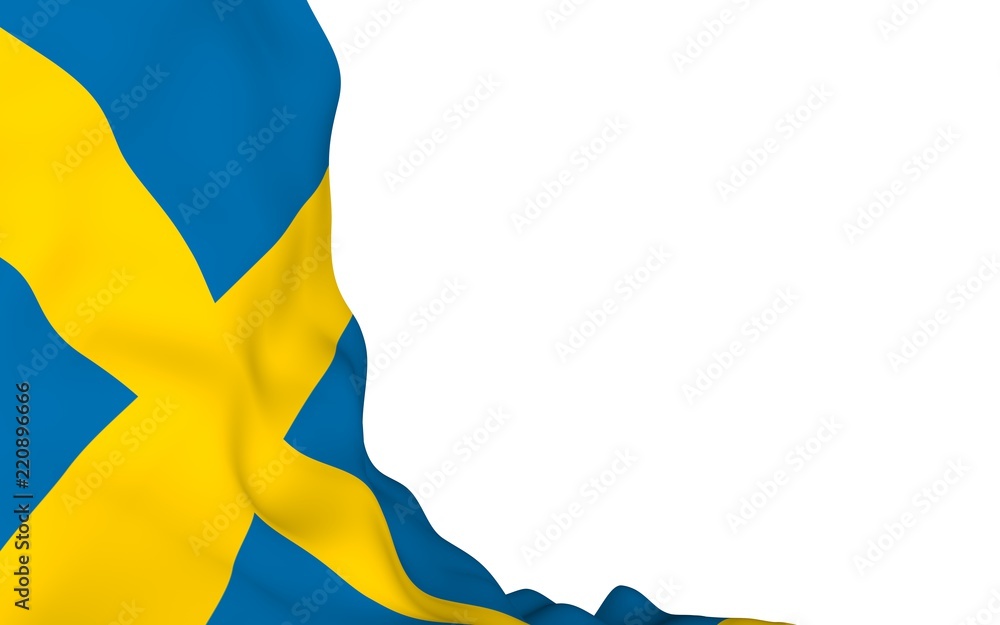 The flag of Sweden. Official state symbol of the Kingdom of Sweden. A ...
