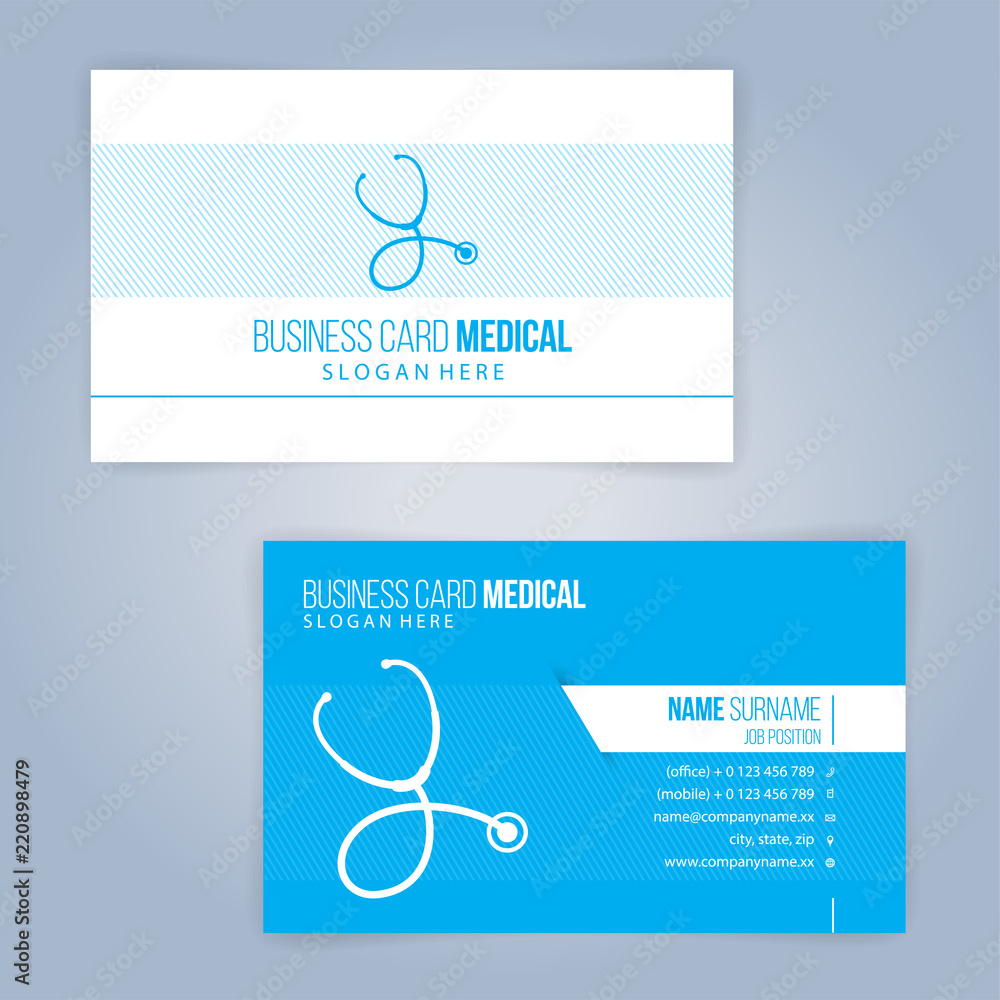 Blue and White modern business, healthcare, Medical card template ...