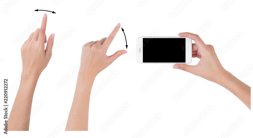 Woman hands holding smart phone with blank screen display, Collection ...