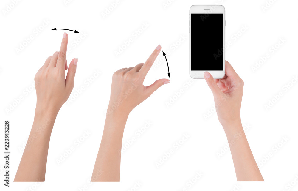 Woman hands holding smart phone with blank screen display, Collection ...