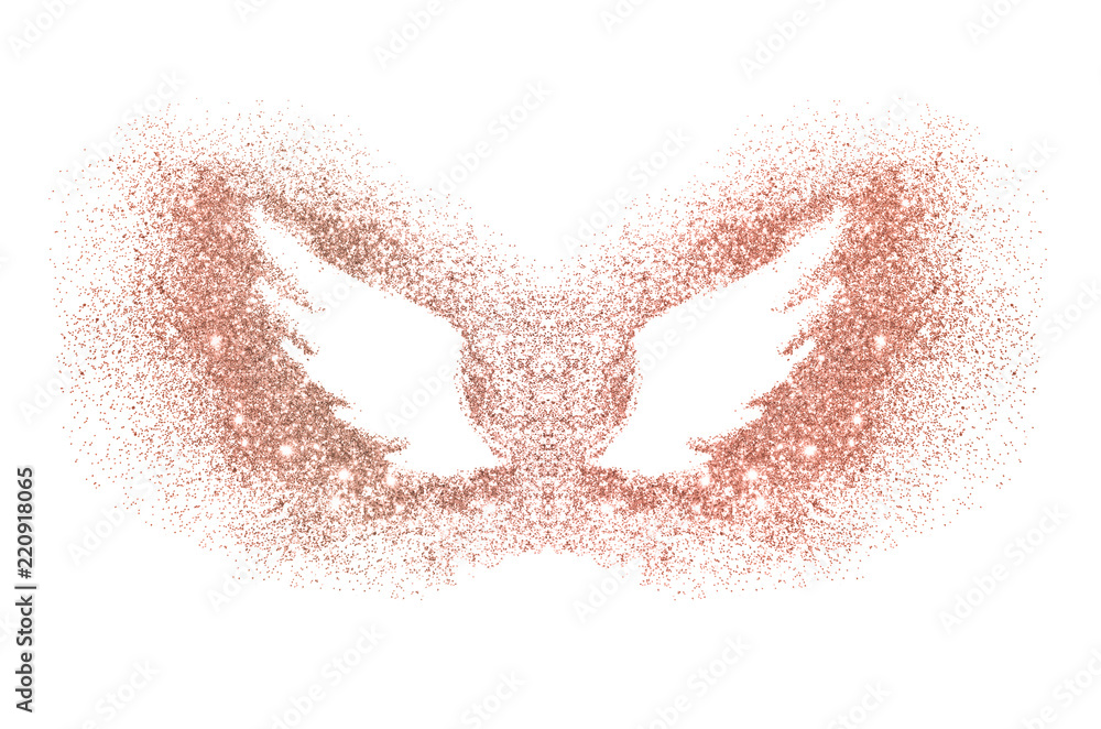 Abstract wings of rose gold glitter on white background - interesting ...