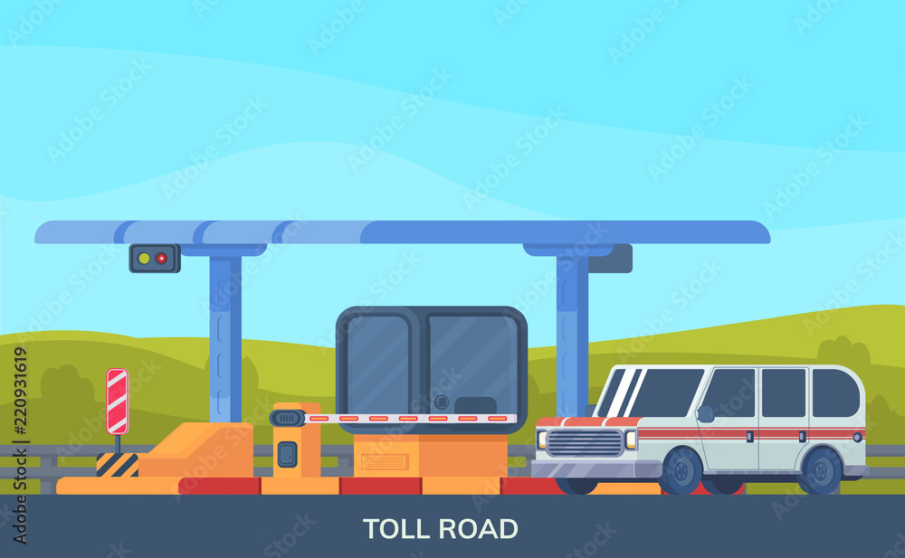 Toll higway. Toll gate construction Stock Vector | Adobe Stock