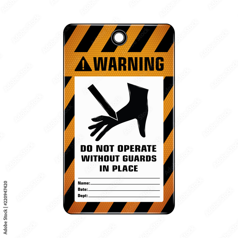Vector,illustration graphic style,Warning do not operate without guards ...