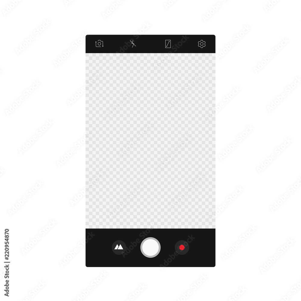 Camera app screen interface. Vector mockup photo composer. Stock Vector ...