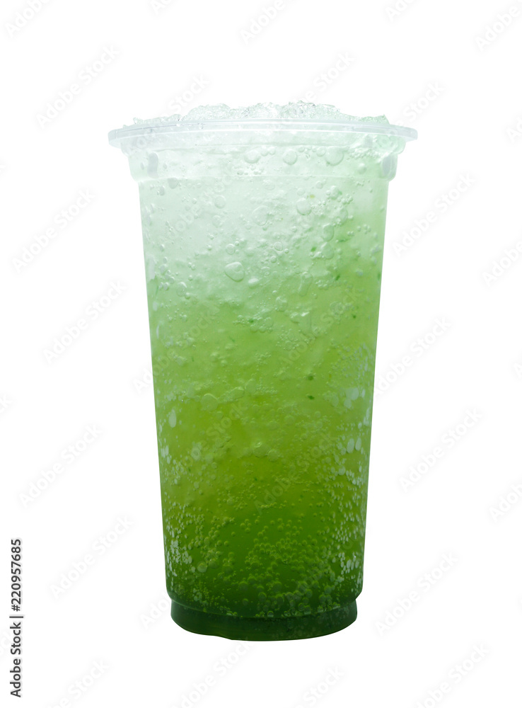 Italian soda kiwi cocktail soft drink in take home cup beverage for ...
