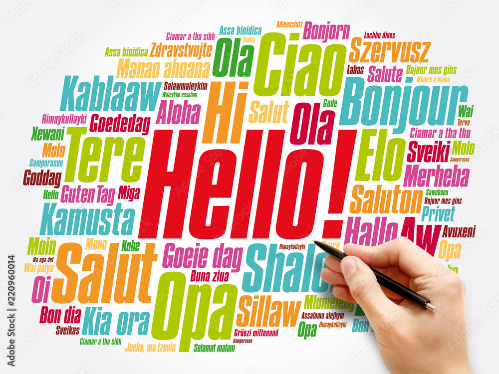 Hello word cloud in different languages of the world, background ...