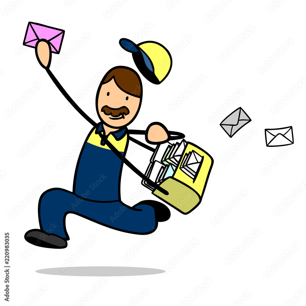 Briefträger der Post läuft für eine Express Sendung Stock Illustration ...