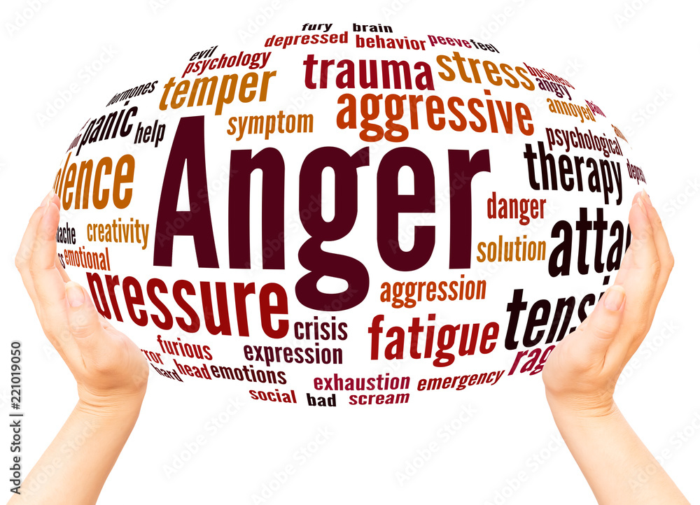 Anger word cloud hand sphere concept Stock Illustration | Adobe Stock