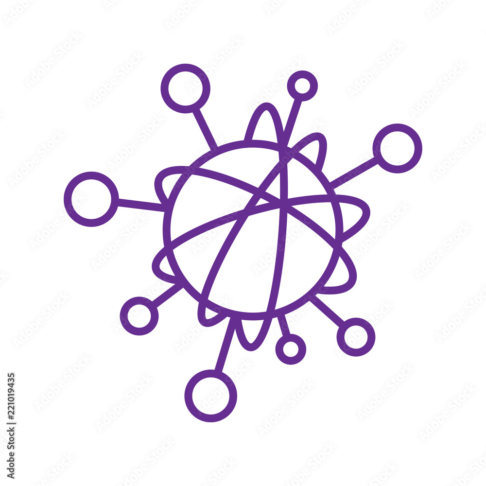 Simple line icon to represent the Internet of Things concept. A network ...