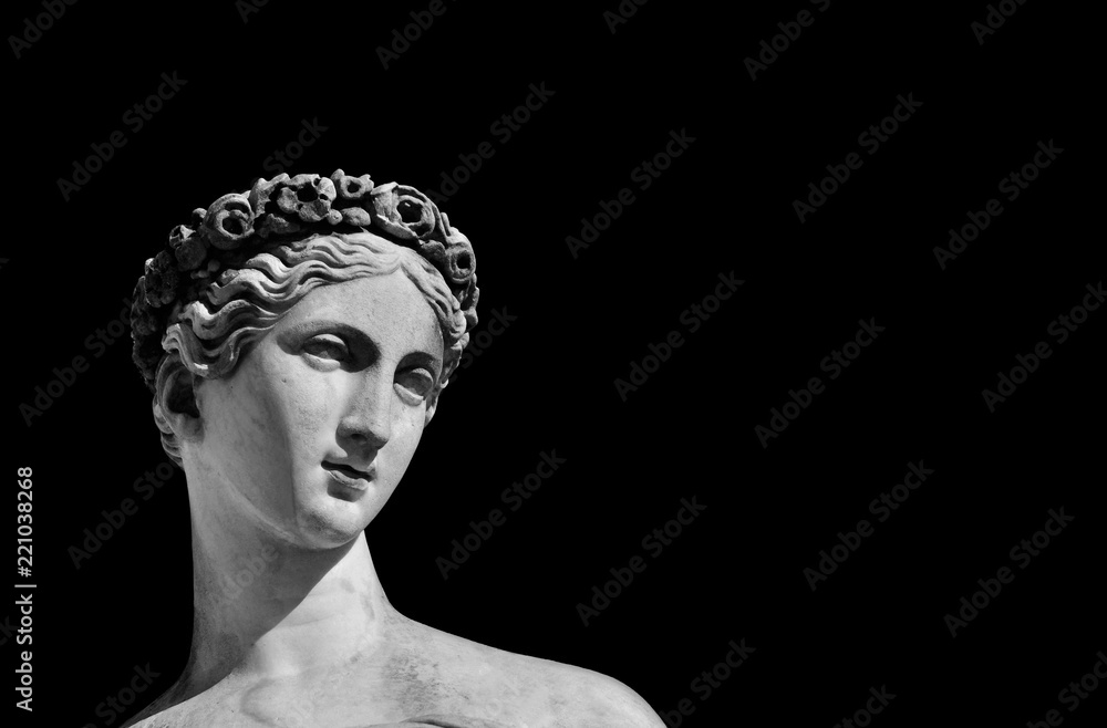 Ancient Roman or Greek goddess marble statue (Black and White with copy ...
