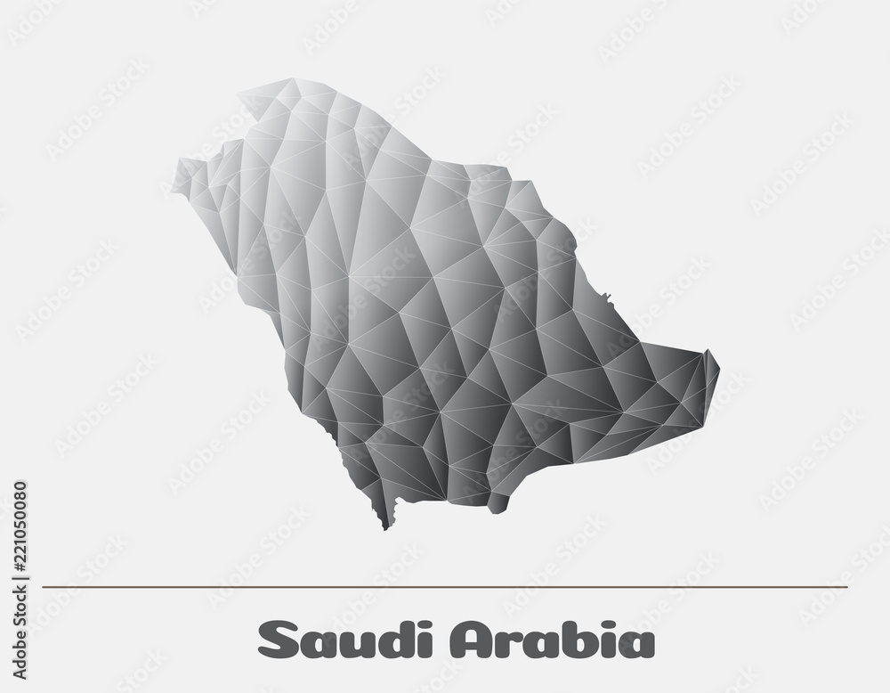 Saudi Arabia Black and White Network Map. Vector logo Illustration ...
