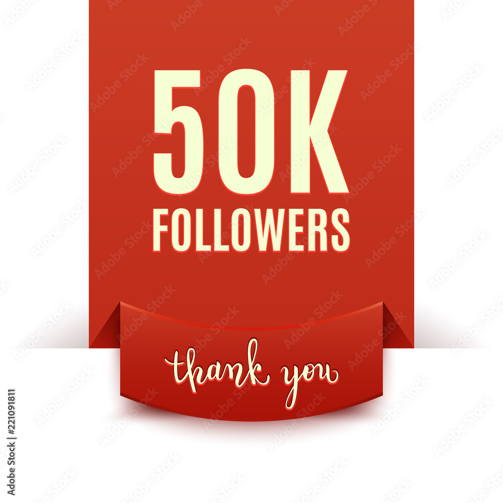 50k followers, social media banner, congratulation, celebration, vector ...