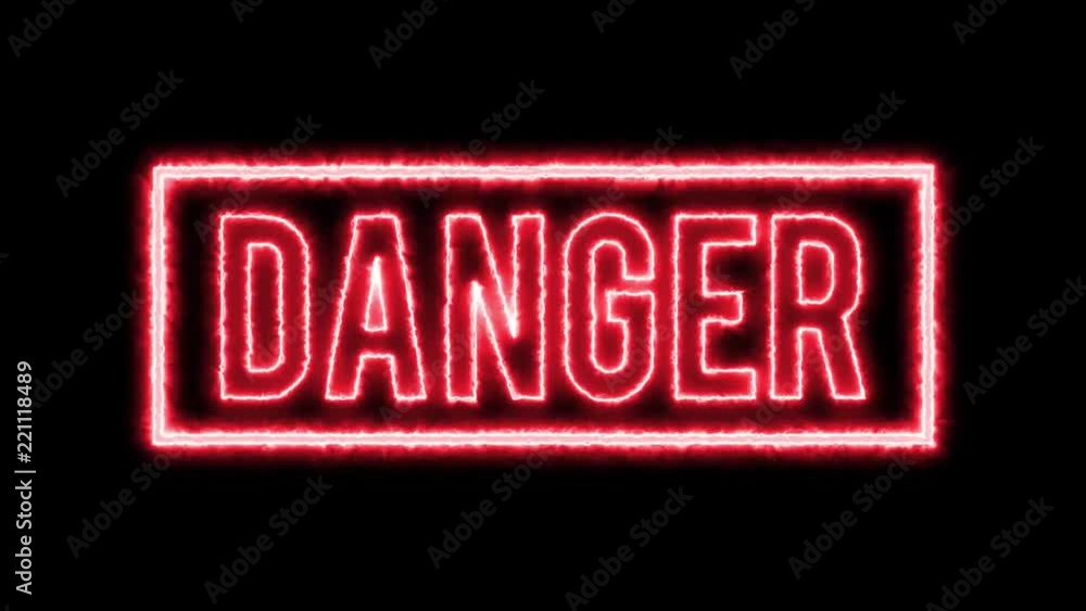 4k Warning Danger Background/ Animation of a grunge burning textured ...
