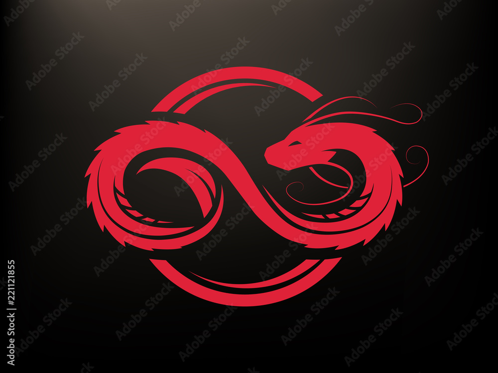 Dragon in the form of infinity, circle logo, symbol. Stock Vector ...