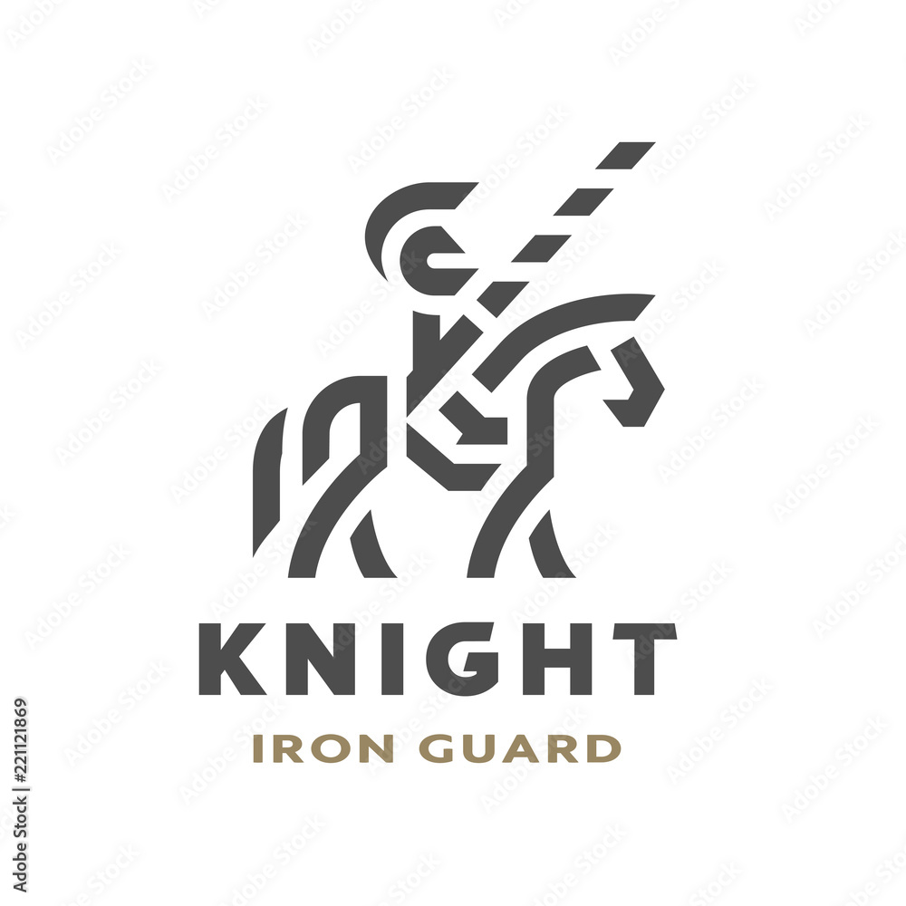 Equestrian knight, linear logo, symbol. Vector illustration. Stock ...