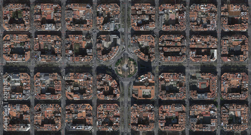 Fotka „Barcelona ( Barselona ) Regular City Aerial View, City Squre and ...