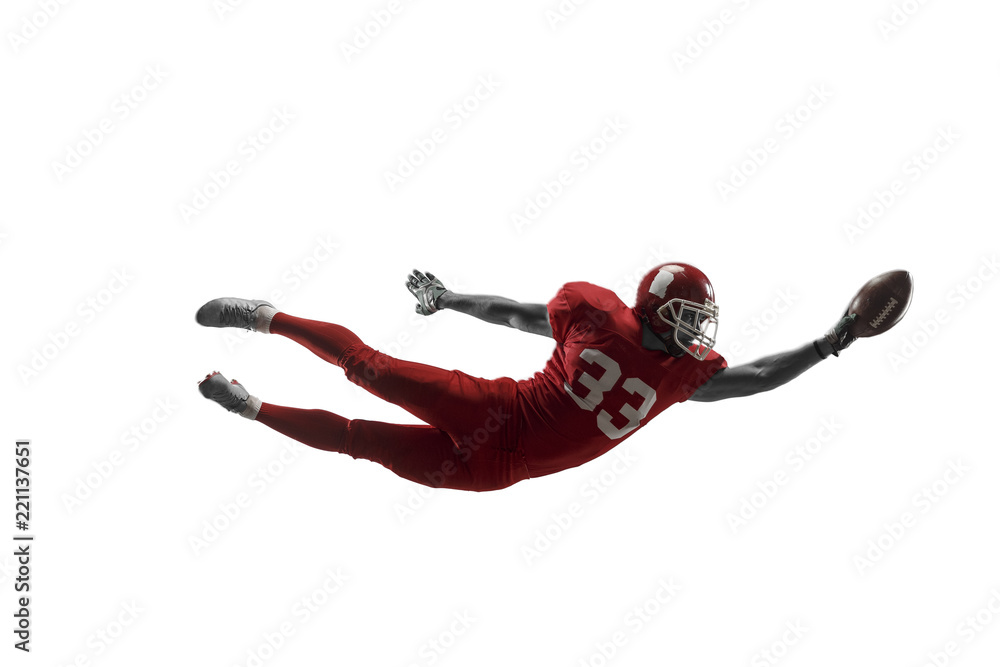 Active one american football player isolated on white background. Fit ...