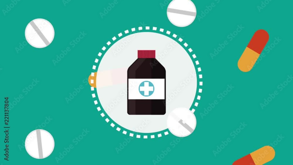 Medicine bottle and drugs falling background high definition colorful ...