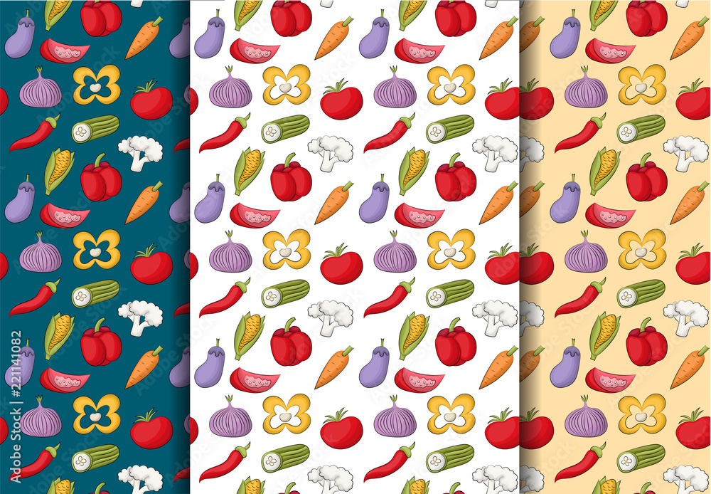 Vegetables seamless pattern. Repear background with eco organic food ...