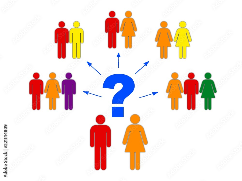 Concept of choice or gender symbol confusion with rainbow arrows ...