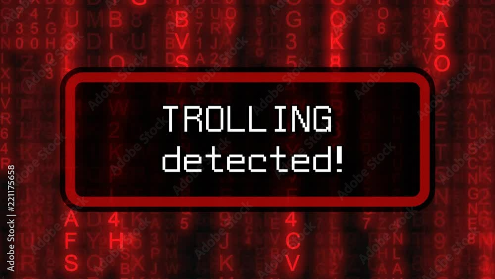 The text Trolling Detected, appearing on a board over random symbols ...