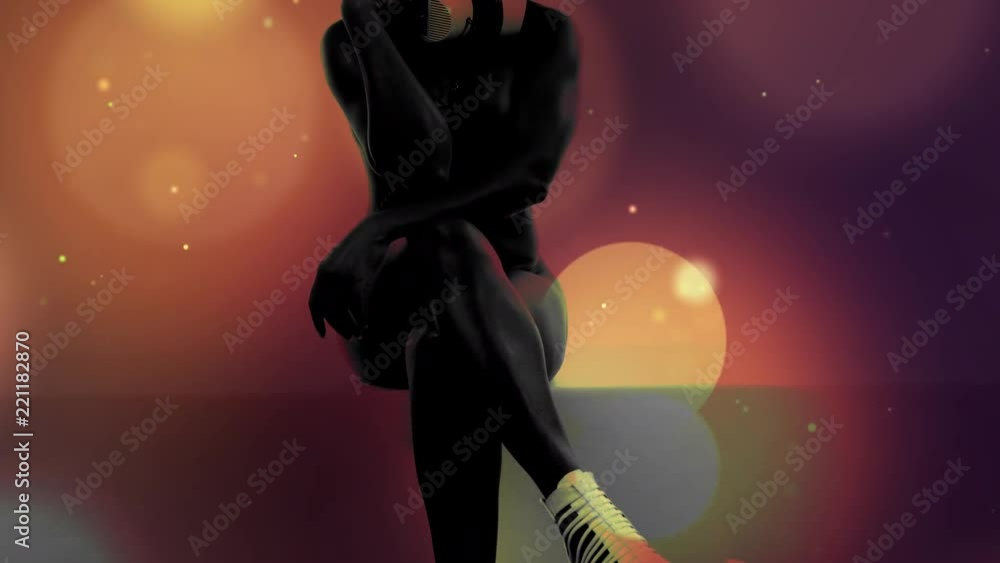 beautiful african female model in shadow with headphones. Perfect for ...