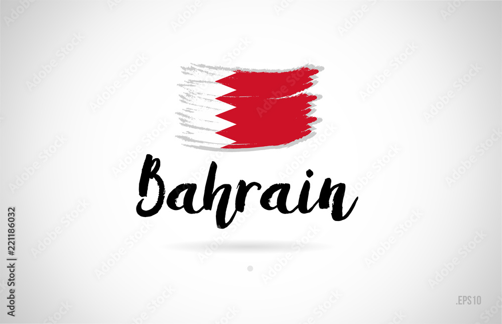 bahrain country flag concept with grunge design icon logo Stock Vector ...