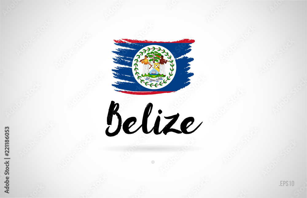 belize country flag concept with grunge design icon logo Stock Vector ...