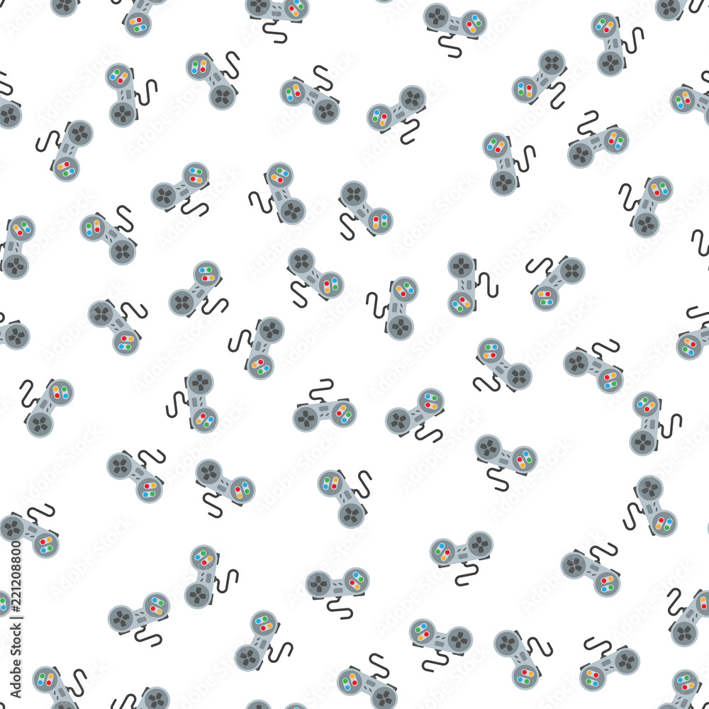 Gamepad pattern on white background. Retro video game controllers ...