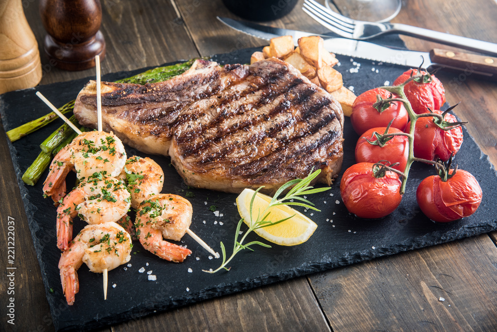 surf and turf plate Stock Photo | Adobe Stock