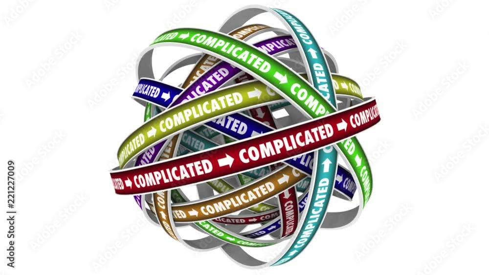 Complicated Difficult Challenging Complications Word Cycle 3d Animation ...