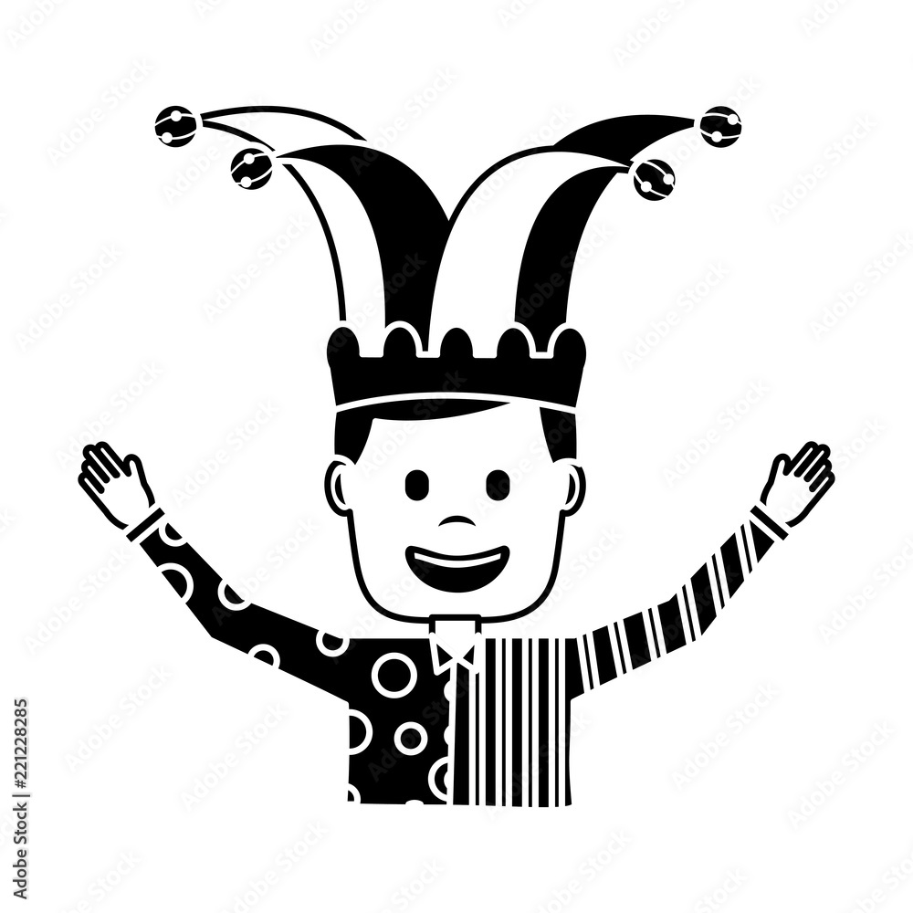 cartoon man with clown mask jester hat funny Stock Vector | Adobe Stock