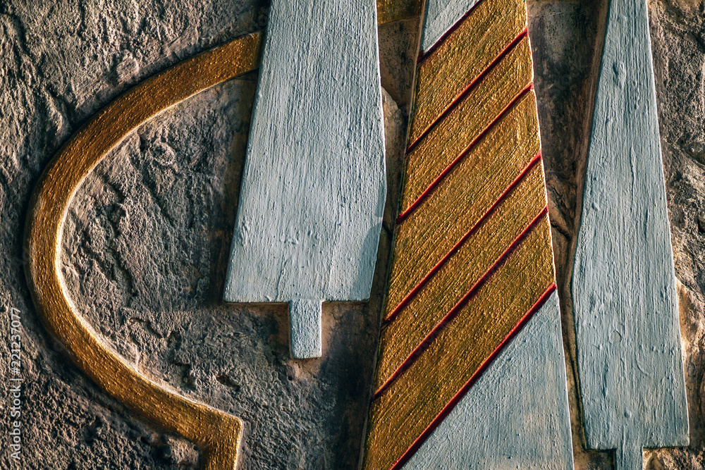 Concrete texture built like Christmas tree sign. Grunge texture built ...