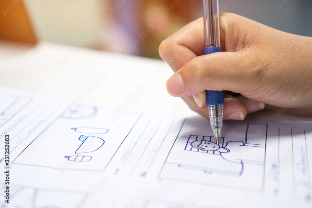 Storyboard or storytelling drawing creative for film process pre ...