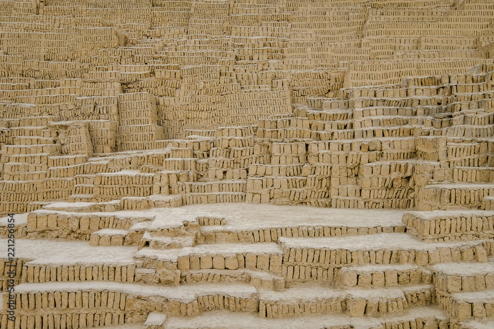 Photo Huaca Pucllana Peru Lima Ancient excavations, ruins of pre-Inca ...