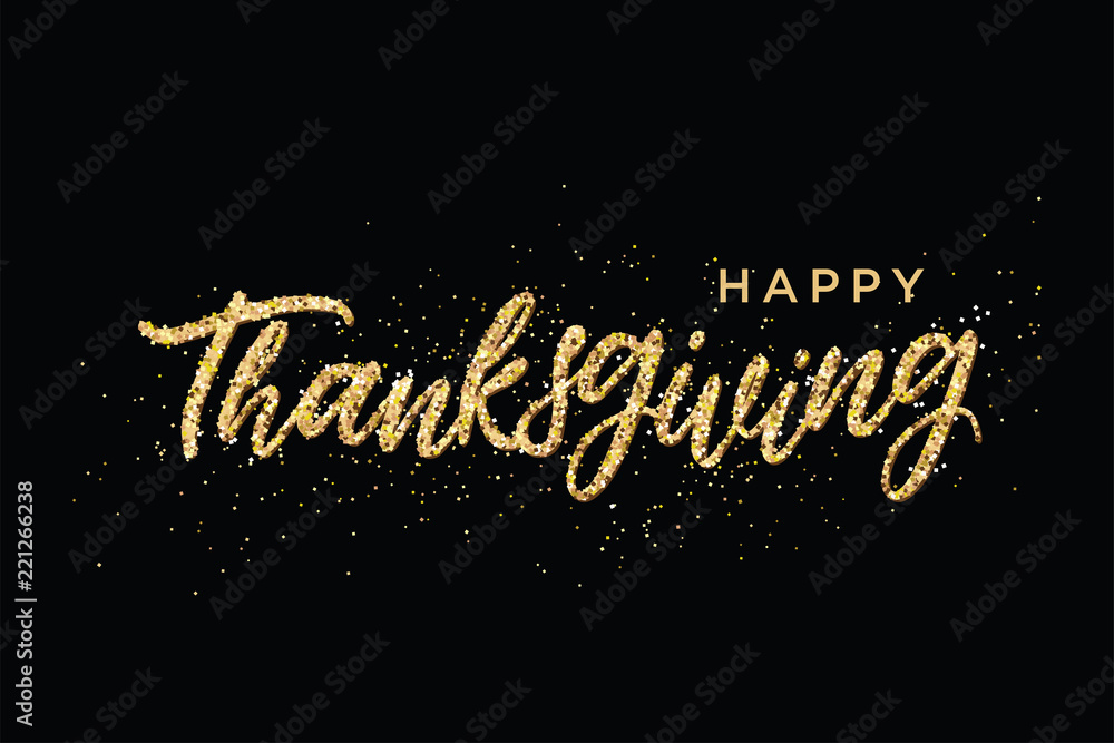 Hand drawn Happy Thanksgiving lettering typography poster. Celebration ...