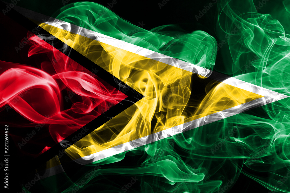 Poster National flag of Guyana made from colored smoke isolated on ...
