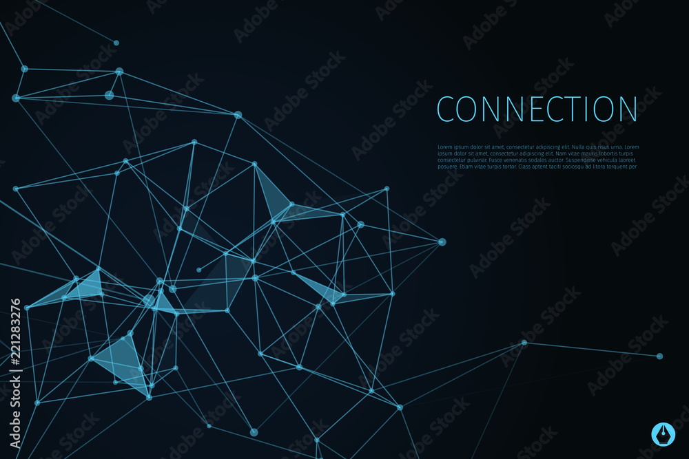 3d Abstract Connection Background And Science Color Neon Background With Copy Plexus Digital