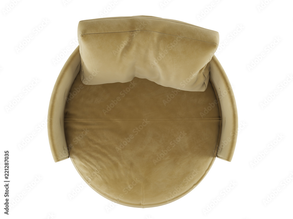 Soft round chair with a pillow top view 3d rendering Stock Illustration ...