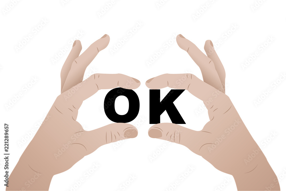 OK letters in hand - vector illustration Stock Vector | Adobe Stock