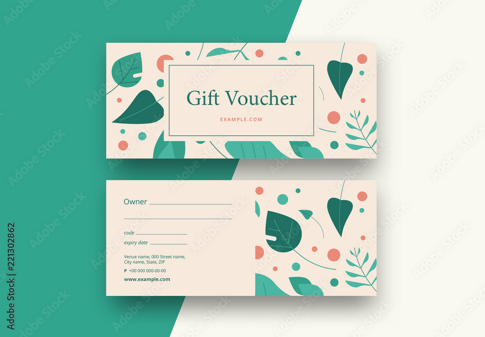 Floral Gift Voucher Layout Stock Template | Adobe Stock