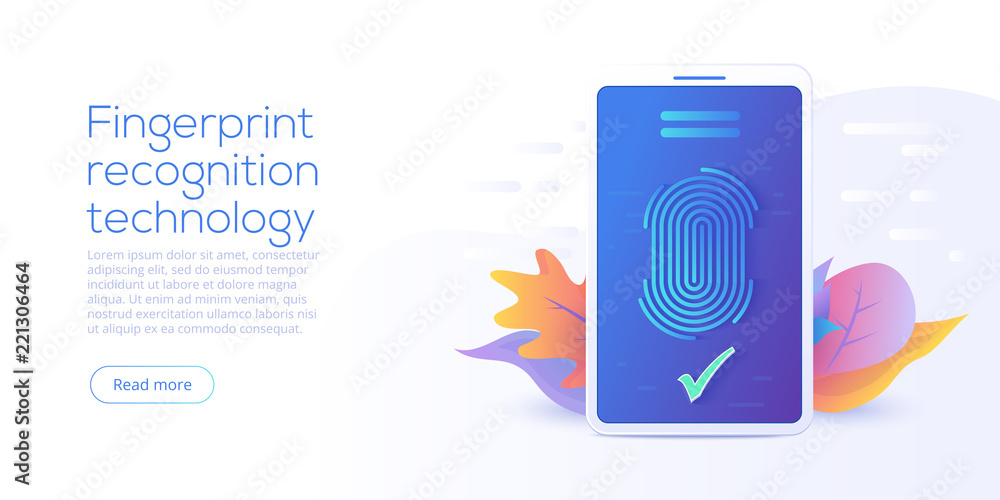 Fingerprint recognition technology in flat vector illustration ...