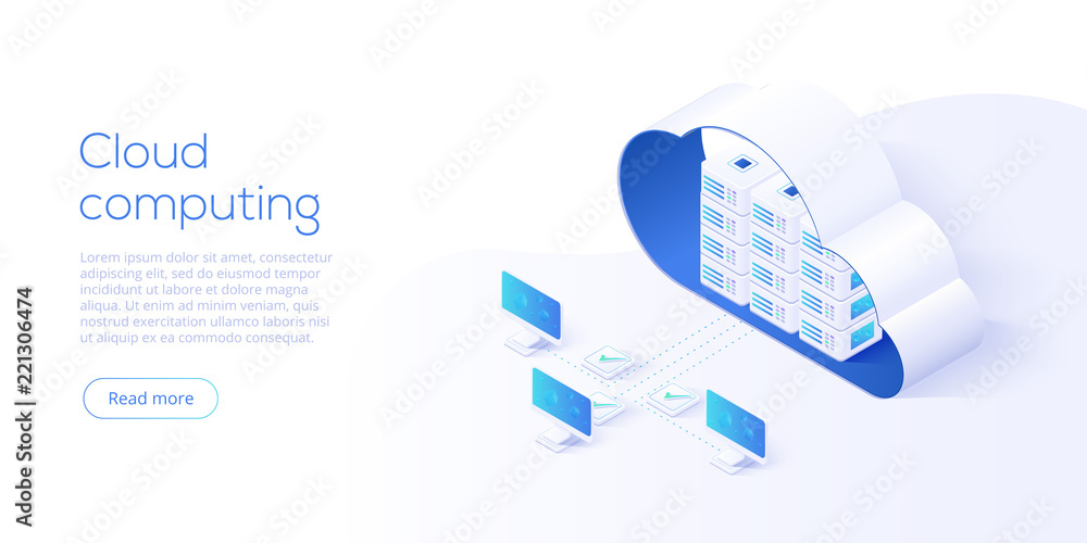 Cloud storage download isometric vector illustration. Digital service ...