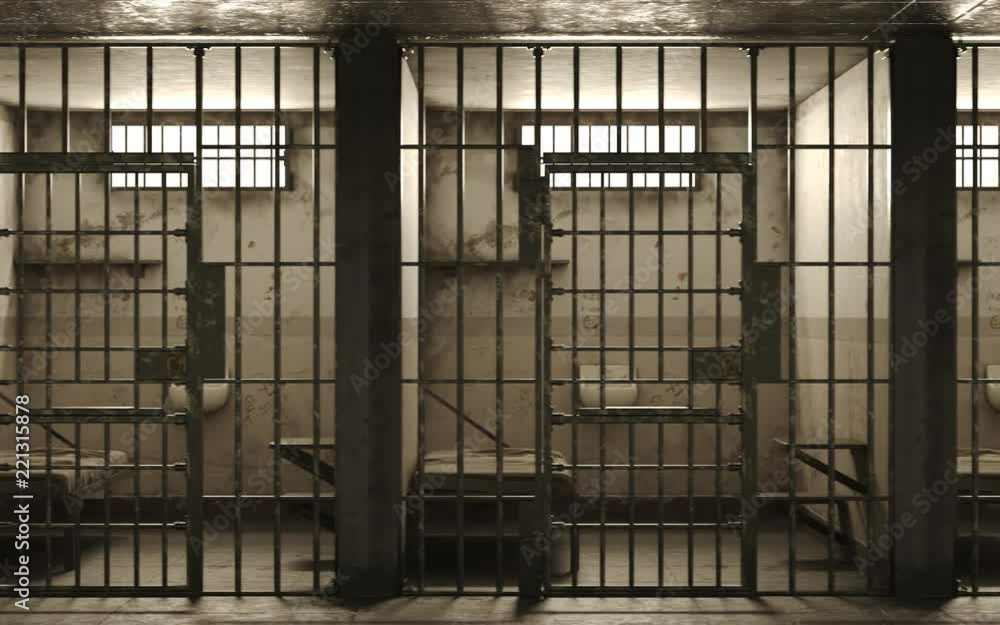 Vidéo Stock Endless footage of dark dirty cinematic single prison cell ...