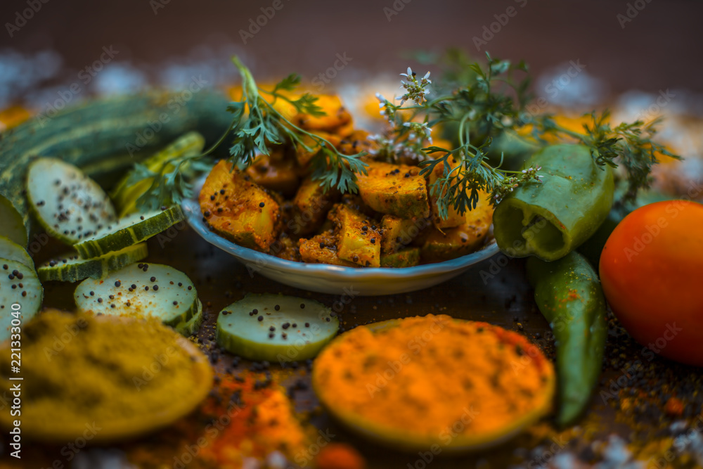 Close up of India's or Asia's popular pickle i.e. Indian pickling ...