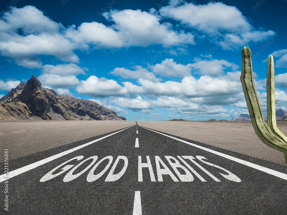Good Habits text on highway success concept Stock Photo | Adobe Stock