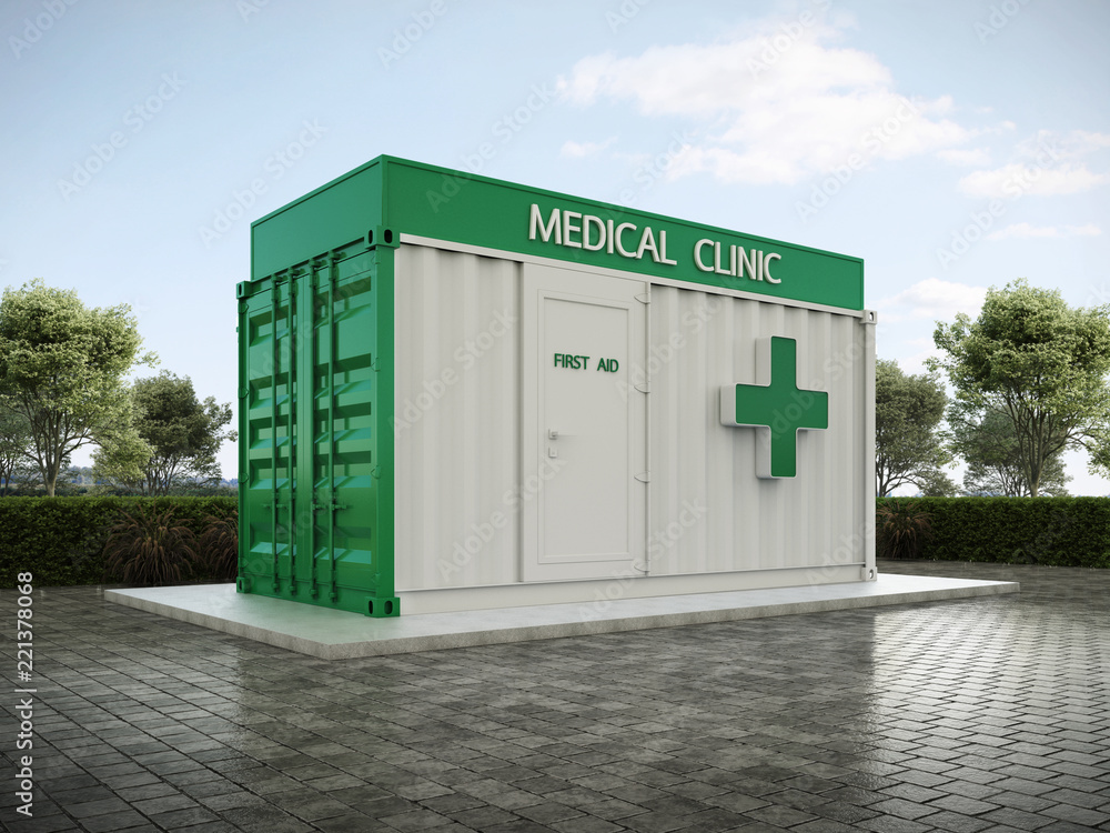 Medical Clinic Container 3D render. ilustração do Stock | Adobe Stock