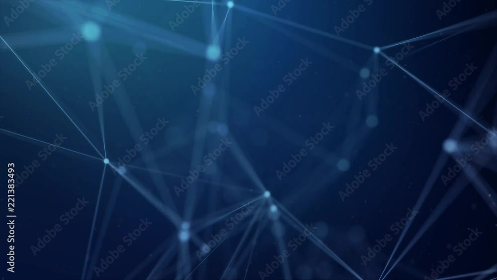 90. Blue Abstract Digital Concept of Geometrical Figures: Polygon Plexus Fractals Moving ...