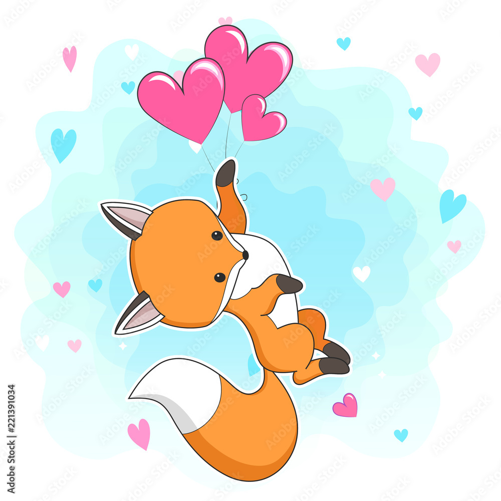 Vector red fox hand drawn cartoon illustration Stock Vector | Adobe Stock