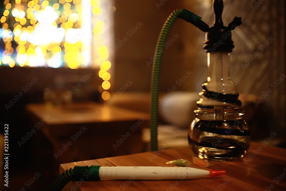 hookah in the restaurant / hookah elements on the background of a ...